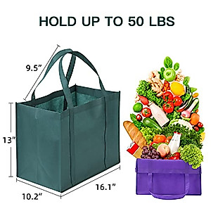 HECTOLIFE 20-Pack Reusable Grocery Bags，Large Washable Foldable Shopping Bags，Heavy Duty Tote Bags with Reinforced Handles(Multicolor)