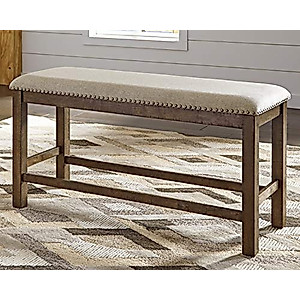 Signature Design by Ashley Morriville Counter Height Upholstered Dining Room Bench, Brown