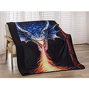 Anne Stokes Signature Silk Touch Sherpa Lined Throw Blanket (Fire Breather)