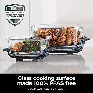 Ninja Crispi Air Fryer, Microwave, Freezer & Dishwasher Safe, Non Toxic Glass Portable Cooking System, 4 QT & 6 Cup Glass Containers with Storage Lids, Easy Meals, Air Fry, Bake, & More Grey, FN101GY