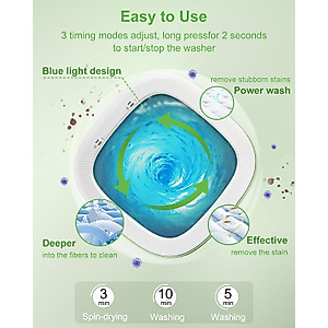 Portable Washing Machine, Mini Washer 13L Upgraded Capacity with 3 Modes Deep Cleaning for Underwear, Shirt, Baby Clothes, Small Items.Foldable Mini Laundry Washer for Apartments,Camping,Travel(Green)