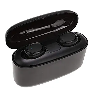 1 Pair TWS Earphones LED Power Display Wireless Earbuds Stereo Noise Cancelling Headset with Charging Box (Black) Gifts for Men Women