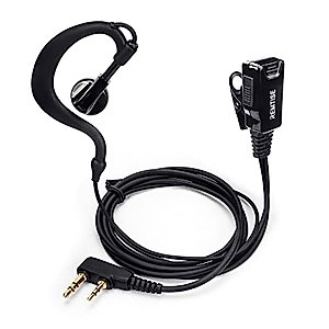 Remtise Single Wire Earhook Earpiece with Mic for Baofeng UV-5R Walkie Talkies, Headset and PTT Compatible 2 Way Radios Brands Baofeng and Kenwood, Puxing, Wouxun (Black)