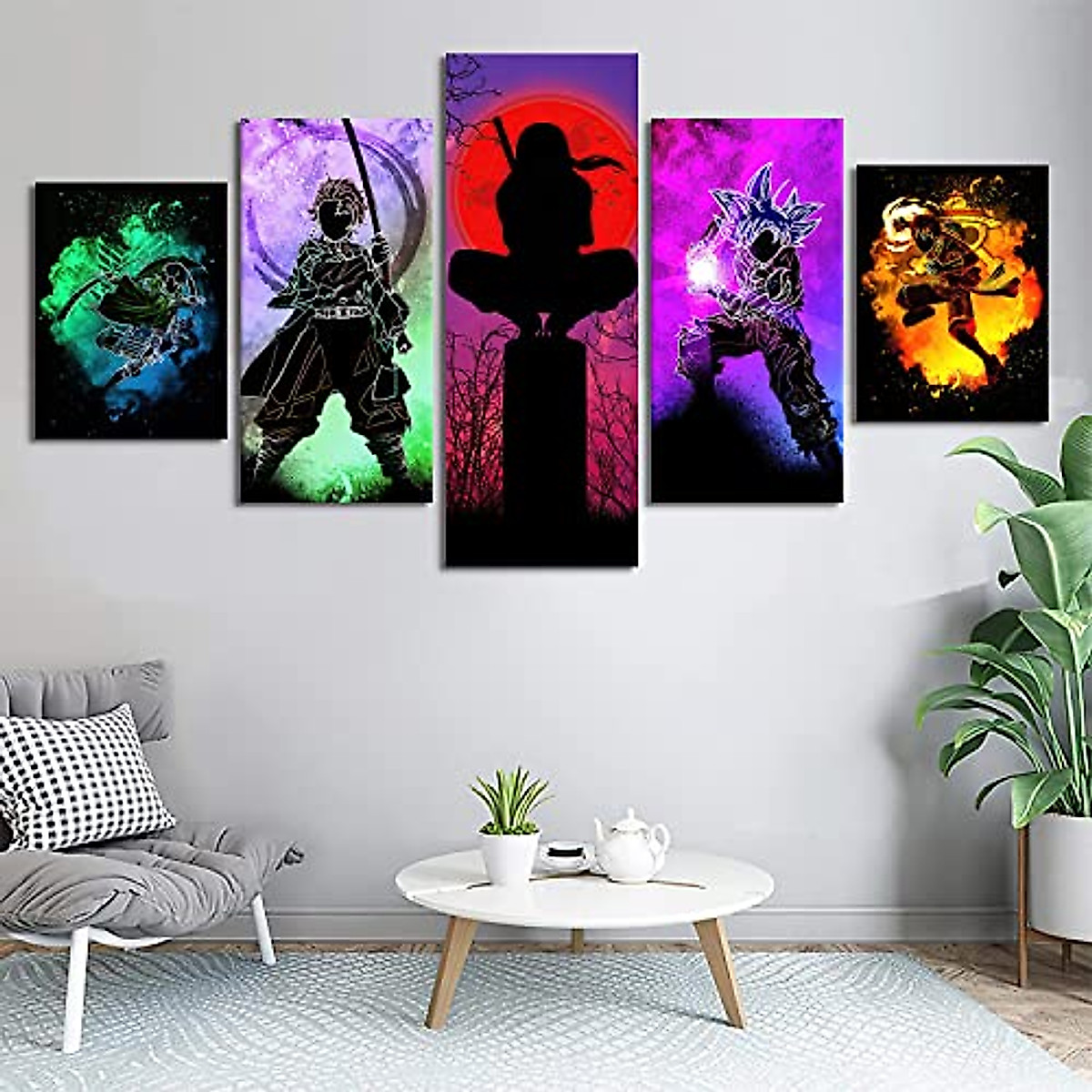 Japanese Anime Poster Canvas Wall Art One Piece 5 Pieces HD Pictures Print for Living Room Home Bedroom Playroom Decor Gougind