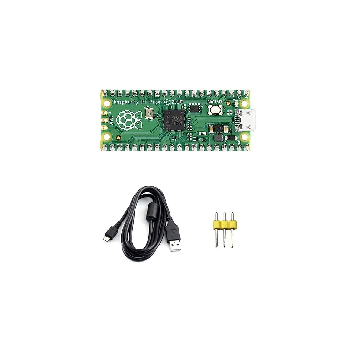 Raspberry Pi Pico Microcontroller Board with Pre-soldered Header Low-Cost, High-Performance,Based on RP2040 Chip, Dual-core Arm Cortex M0+ Processor,Flexible Clock Running up to 133 MHz