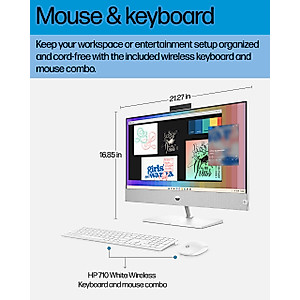 HP Pavilion 23.8 inch All-in-One Desktop PC, Intel Core i7-12700T Processor, Intel UHD Graphics 770, 16 GB Memory RAM, 1 TB 7200RPM SATA Hard Drive, Windows 11 Home (24-ca1180, Snowflake White)
