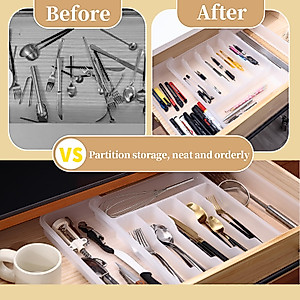 Stuozae Silverware Drawer Organizer, Expandable Utensil Tray for Kitchen, BPA Free Flatware and, pandable Utensil Tray for Kitchen Adjustable utensil drawer,With Expandable dividers