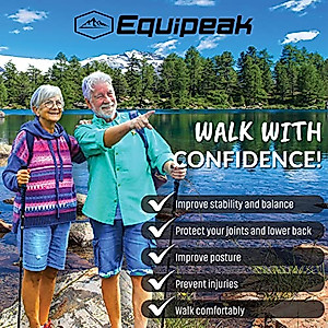 EQUIPEAK Trekking Poles for Hiking - 2 Folding Walking Sticks with Cork & Eva Grip - Lightweight Collapsible Hiking Poles for Backpacking Gear, Fast & Strong Locking Nordic Walking Poles for Travel