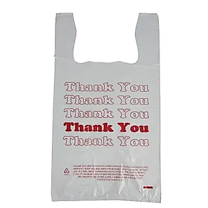SSWBasics White Thank You Bags Case of 500-11 ½” x 6" x 21" - Thickness .48mil HDPE- Standard Supermarket Size, Perfect for Grocery, Retail, Convenience Stores, Take-Out and Home Use
