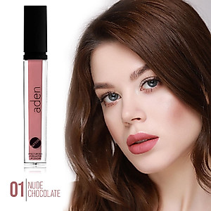 aden Tattoo Matte Lipstick - 7ML - Highly Pigmented - Provides Non-Shinny, Non Smudging and Velvety Finish – Water Proof Made in Italy (01 Nude Chocolate)