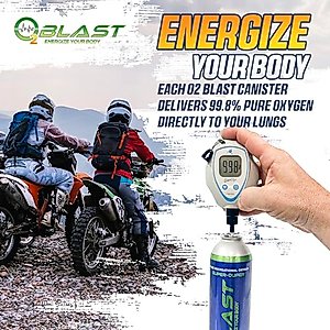 O2 Blast, Pure Oxygen Supplement, 10L Portable Can with Custom Breathing Mask for Respiratory Support, Elevate Oxygen Levels, Speed Recovery Time, Perfect for High Altitude & Sports Recovery (12-Pack)