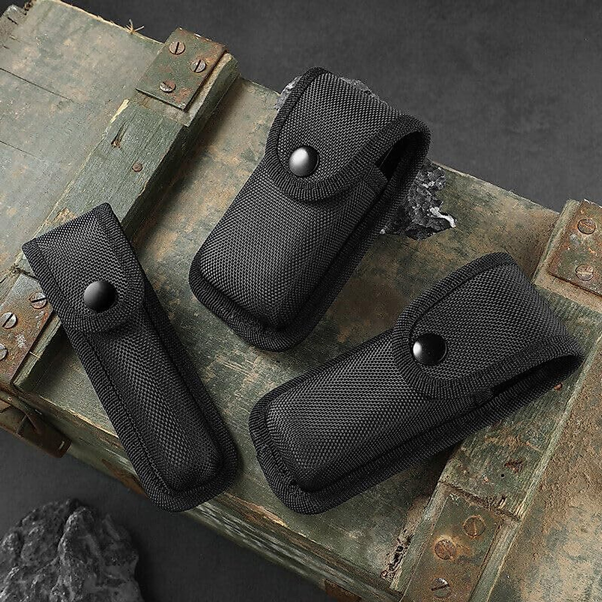 Nylon Pocket Knife Sheath Folding Knife Pliers Sheath Storage Multi Case Bag Portable Black (Type 2【2Pcs】)