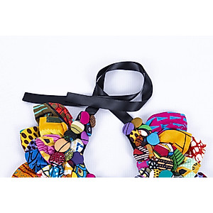 HollandaisWax African Ankara Handmade Petal Neckpiece Button Necklace for Women Jewellery