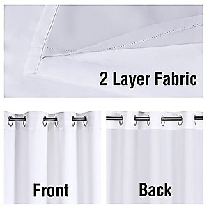H.VERSAILTEX White Blackout Curtains 96 Inches Long (2 Layers) Light Blocking Lined Window Curtain Draperies for Bedroom Thermal Insulated Soft Thick Silky Grommet 2 Panels, White with White Liner