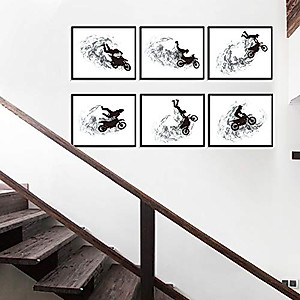 Zonon Motocross Dirt Bike Wall Art Prints Motocross Silhouette Poster Photos 9 Pieces 8 x 10 Inch Unframed Wall Decor for Man Cave Living Room Office Bedroom
