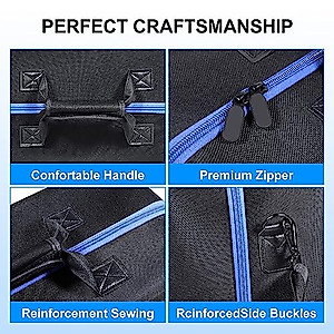 ZORETCO Carrying Case Compatible with PS5,Hard-Shell Travel Bag Holds PlayStation 5 Console,Wireless DualSense Controllers,Base,Games and Accessories (Black Blue)