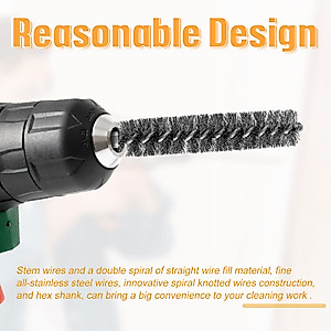 Bore Brush Bristles Wire Brush for Power Drill Cleaning Wire Brush with Hex Shank Handle for Power Drill Cleaning Wire Brush (Stainless Steel,5 Pieces)