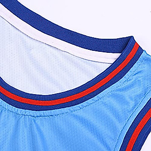 Tocament Mens 1# Space Movie Jersey Basketball Jersey S-3XL 90S Hip Hop Clothing for Party Blue Small