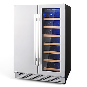 Takywep Beverage and Wine Cooler - Dual Zone, Built-in and Freestanding, Holds 54 Cans and 20 Bottles, Independent Temperature Control, Upgraded Quiet Compressor.