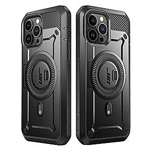 SUPCASE Unicorn Beetle Pro Mag Case for iPhone 13 Pro Max (2021 Release) 6.7 Inch, Compatible with MagSafe Full-Body Rugged Belt-Clip Case with Built-in Screen Protector & Kickstand (Space Gray)