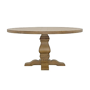 Benjara BM302408 60 in. Som Cross Pedestal Base & Rustic Smoke Brown Round Dining Table Gray