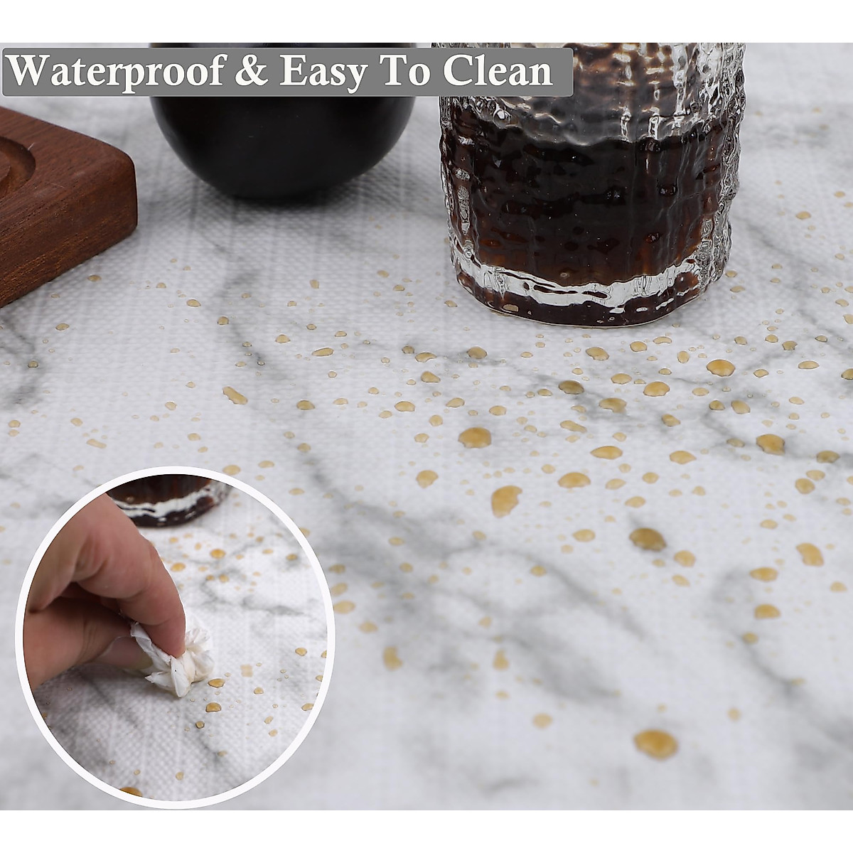 Shelf Liner Non Adhesive for Kitchen Cabinets 16 Inch Wide X 20 Ft Cabinet Liners Non-Slip Washable Drawer Liners Waterproof Marble Printed Cupboard Mat for Shelving Closet Fridge Bathroom