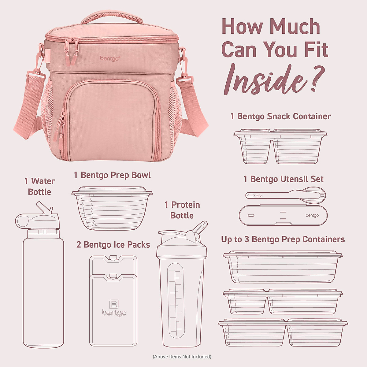 Bentgo® Prep Deluxe Multimeal Bag - Premium Insulation up to 8 Hrs with Water-Resistant Exterior & Interior, Extra Large Lunch Bag Holds 4 Meals & Snacks - Great for All Day Meal Prep (Blush)
