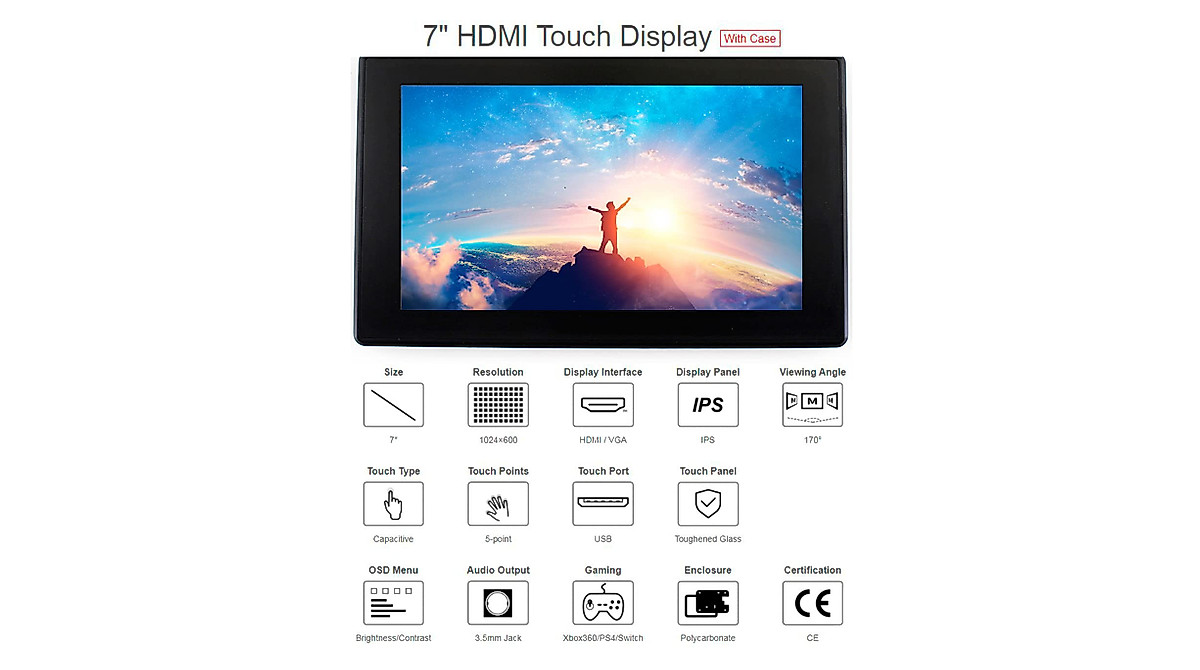 7-Inch HDMI Touchscreen Monitor for Raspberry Pi & PC - Waveshare