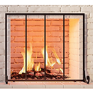 Fire Beauty Flat Panel Fireplace Screen Spark Guard Wrought Metal Gate Cover for Home, Decorative Mesh Fire Place Safety Fence,Baby Safe Spark Guard Protector