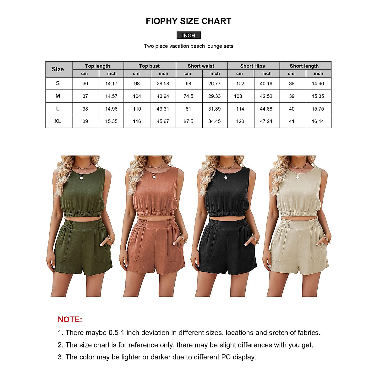 FIOPHY Two Piece Summer Outfits Linen Shorts Sets for Women 2 Piece Sleeveless Crop Tank Tops Hight Waist Shorts Lounge Set Beige - XL