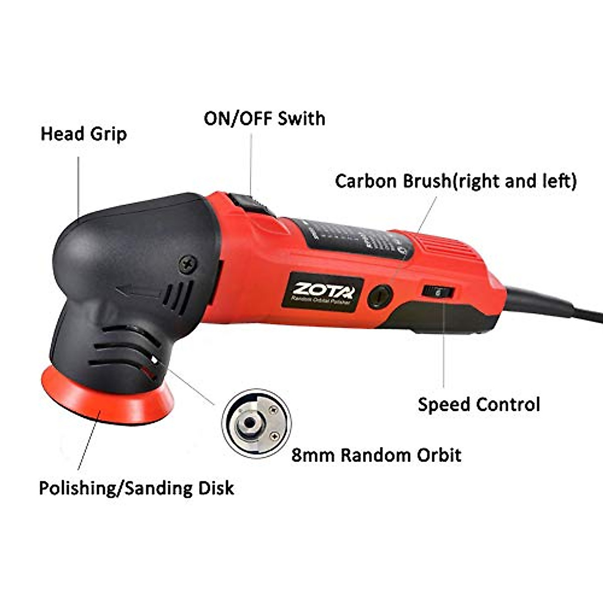 ZOTA Oribtal Polisher, 3 inch Dual Action Polisher with 13.1 feet Cord, Mini Polisher Kit and Polisher for Car Detailing.