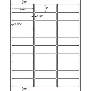 SJPACK 30-up Labels 3000 Stickers 100 Sheets 2.625 x 1 FBA Address Labels White Mailing Labels For Laser and Injet Printers