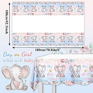 CMUSKO 3Pcs Gender Reveal Tablecloths-Elephant Theme Pink and Blue Plastic Table Cover Boy or Girl Elephant Baby Reveal Decorations