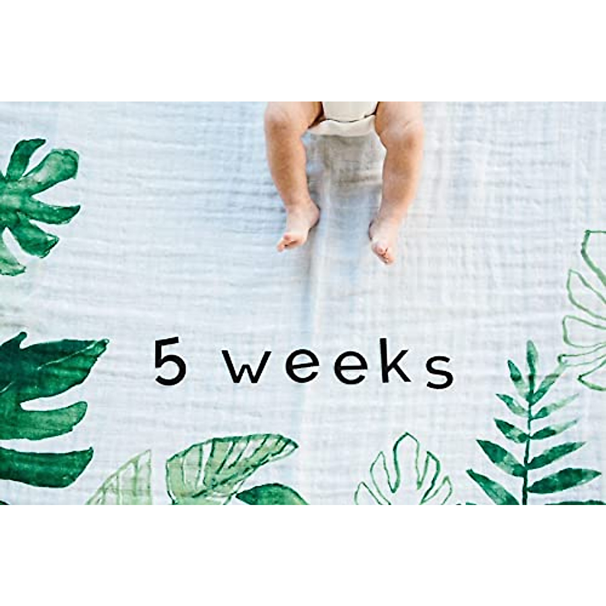 Little Unicorn Keepsake Monthly Milestone Photo Blanket – 47” x 46” – Milestone Cards Included - 100% Cotton Muslin – Machine Washable – Playful Designs - for Boys & Girls (Tropical Leaf)