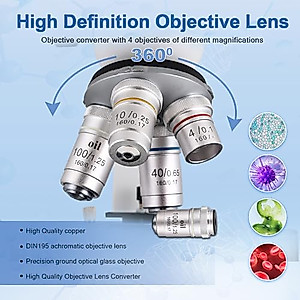 Poothoh Compound Trinocular Microscope, 40X-5000X Magnification, Research Grade Professional Microscope with USB Camera and Mechanical Stage, Microscope for Adults (SMXWJ-05)