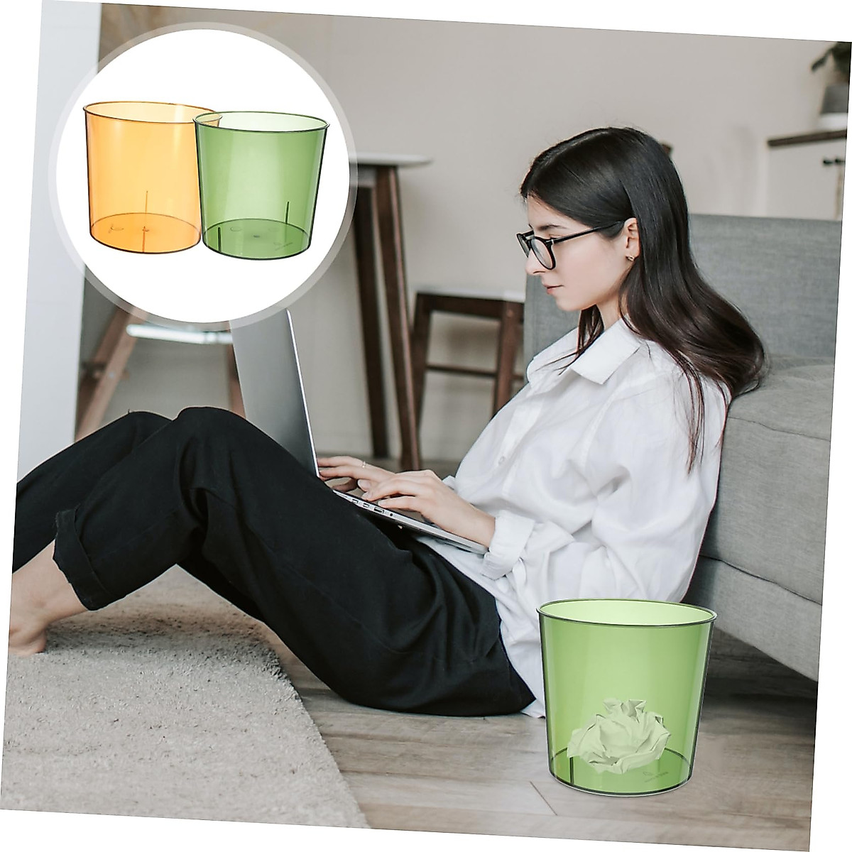 NUOBESTY 2Pcs Small Trash can Garbage can Paper Storage Basket Office Trash can Bathroom Paper Bucket Trash Storage can Trash Bucket Household Wastebasket Thickened Paper Container The pet