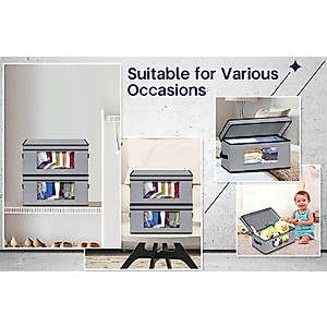 SLEEPING LAMB Stackable Hat Organzier for Baseball Caps, 2 PCS Hat Storage Boxes for Closet Hold 30 Caps with Cardboard, Grey