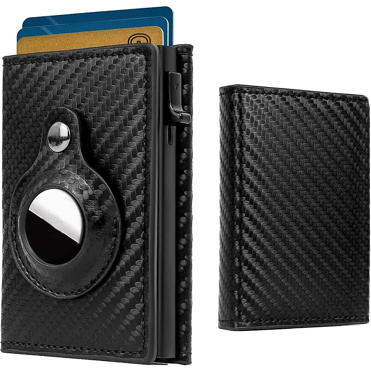 FADACHY Mens Wallet with Holder,Minimalist Card Holder,Carbon Fiber RFID Technology Credit Card Holder for Women Men with ID Windows,Stealth Holder