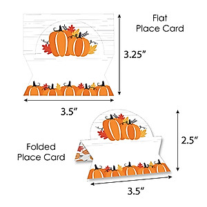Big Dot of Happiness Fall Pumpkin - Halloween or Thanksgiving Party Tent Buffet Card - Table Setting Name Place Cards - Set of 24