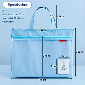 Pocket Small Size Desk Calculator and Large Double Pocket Waterproof File Bag with Handle Bundle