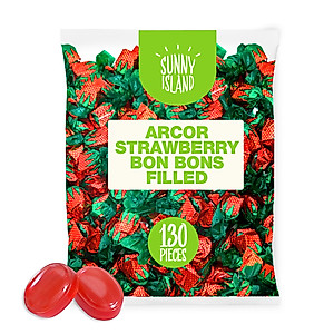 Arcor Strawberry Bon Bons Filled Hard Candy Bulk, 2 Pound Bag