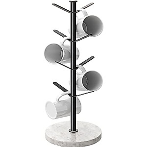 Gypie Marble Mug Holder Tree, 8 Hooks Coffee Cups Stand, New Upgraded Stable Mug Stand for Kitchen Counter Cabinet Cafe Black