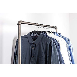 Real Home Innovations Modern Industrial Style Garment Rack with Wood Shelf, Satin Pewter