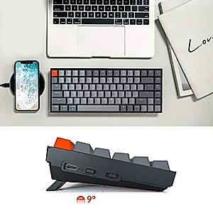 Keychron K2 75% Layout RGB Bluetooth Wireless Mechanical Keyboard with Gateron G Pro Red Switch/Anti Ghosting/N-Key Rollover, Compact 84 Keys USB Wired Gaming Keyboard for Mac Windows-Version 2