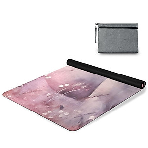 GOODOLD Unicorn Pattern Pink Yoga Mat, 71 x 26 Inch Non-slip Yoga Mats Folding Travel Exercise Mat Indoor Outdoor Gym Pilates with Storage Bag for Women Men