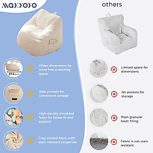 MAXYOYO Kids Bean Bag Chair, Bean Bag Couch with Handle, Comfy Toddler Chair for Boys and Girls, Accent Sofa Chair with Pocket for Gaming Reading Relaxing