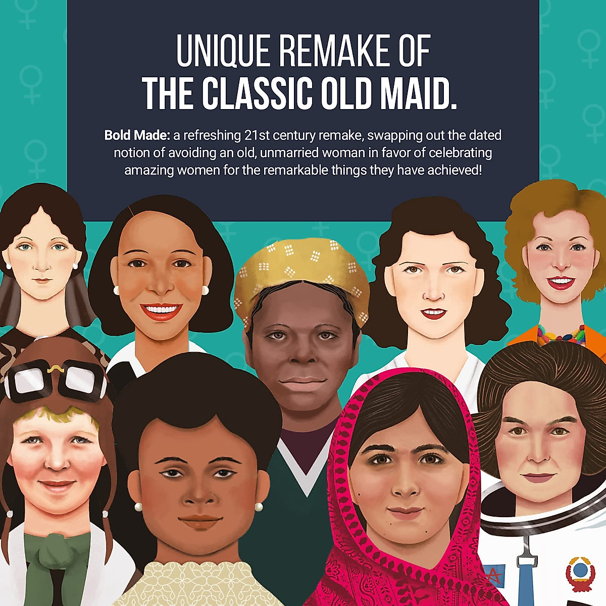 Bold Made Card Games for Kids & Adults - Unique Remake of Old Maid & Go Fish - Feminist Playing Cards, Co-Created by A 9 Year Old, Features 40 Hand-Drawn Portraits of Amazing Women in History