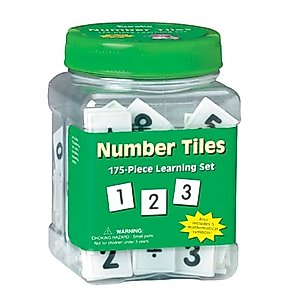 Eureka Tub of Numbers Math Tiles, Back to School Classroom Supplies Educational Toy, 1'' x 1'', 175 pc