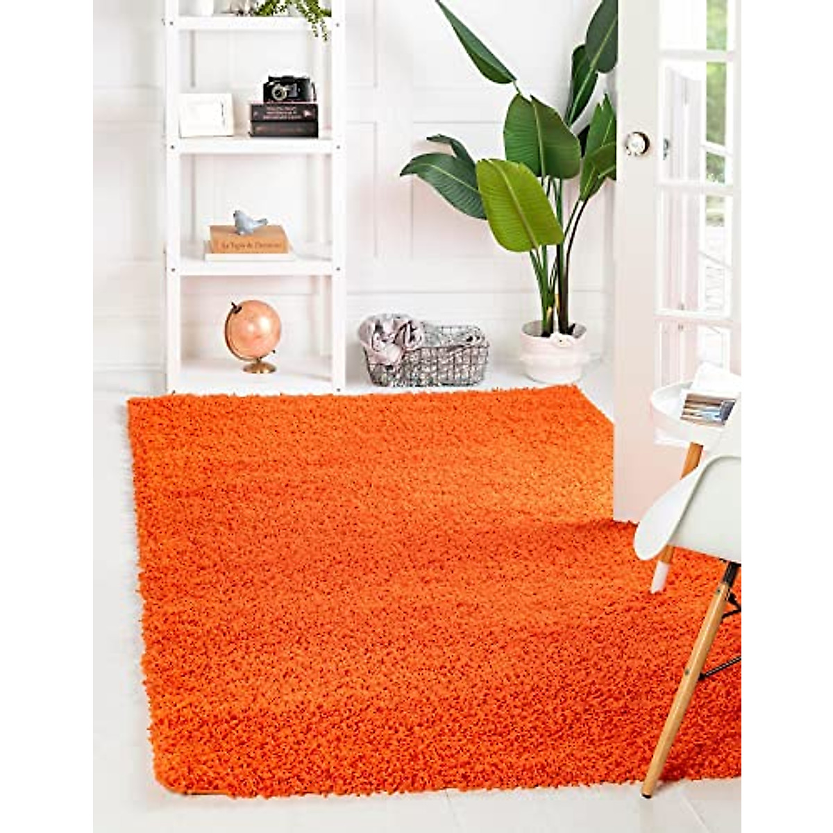 Rugs.com - Über Cozy Solid Shag Collection Rug – 9' x 12' Tiger Orange Shag Rug Perfect for Living Rooms, Large Dining Rooms, Open Floorplans