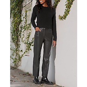 The Drop Women's Jack Vegan Leather Straight Leg, Black, 26